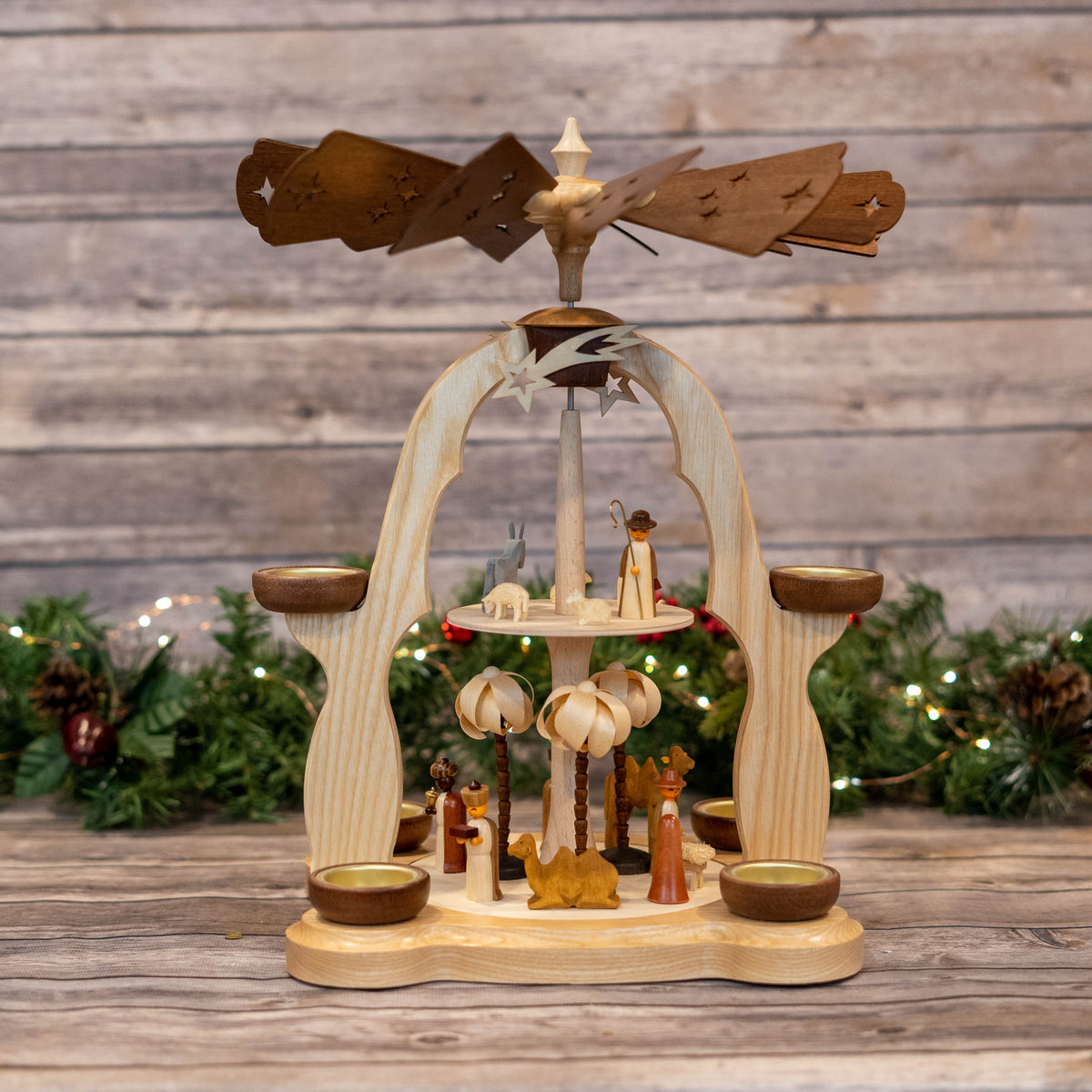 Traditional German Christmas Pyramid 40cm (15.7in) - Nativity Scene ...