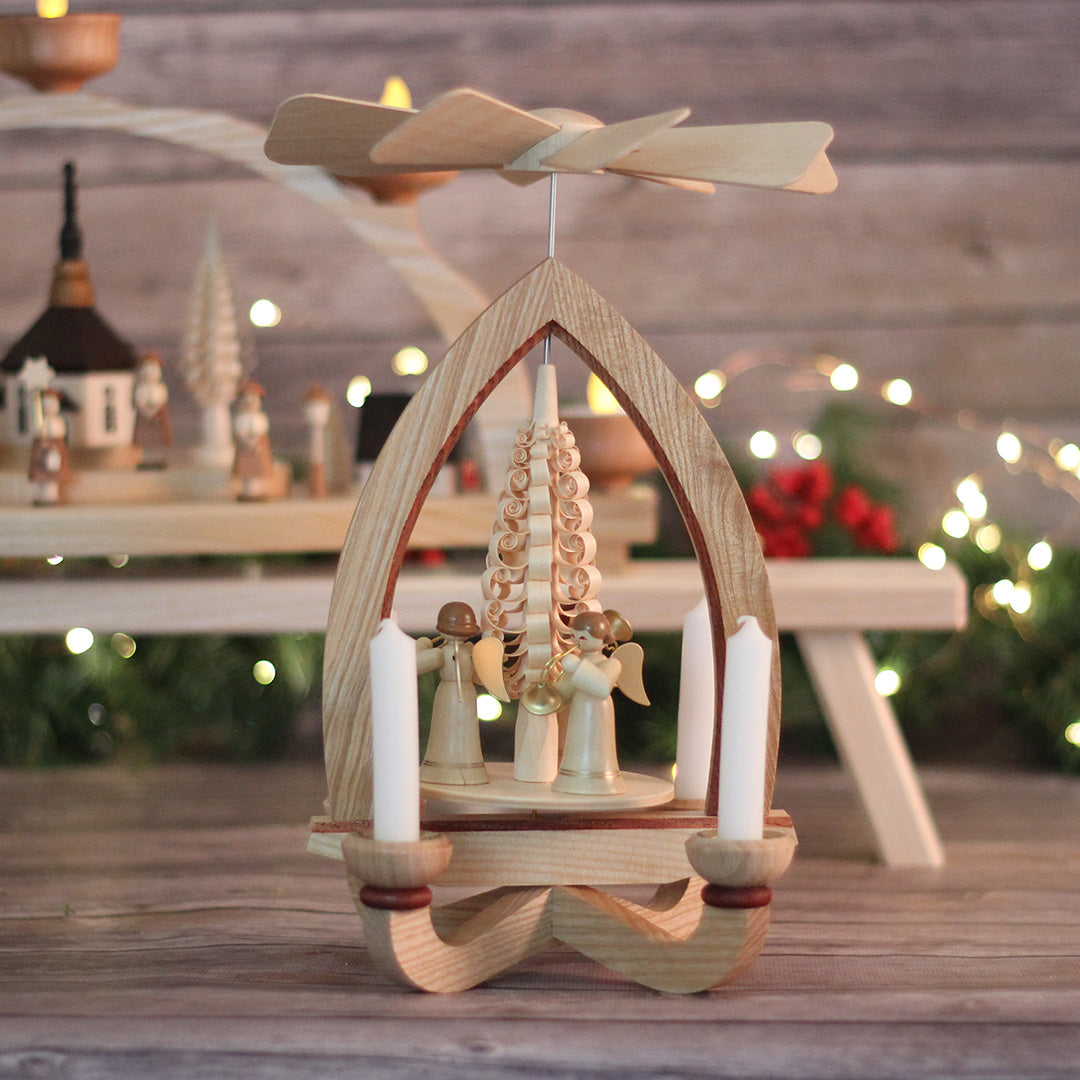 Handcrafted Angel Band Pyramid, 19x19x27cm/7.5x7.5x10.5in – Seiffen Haus