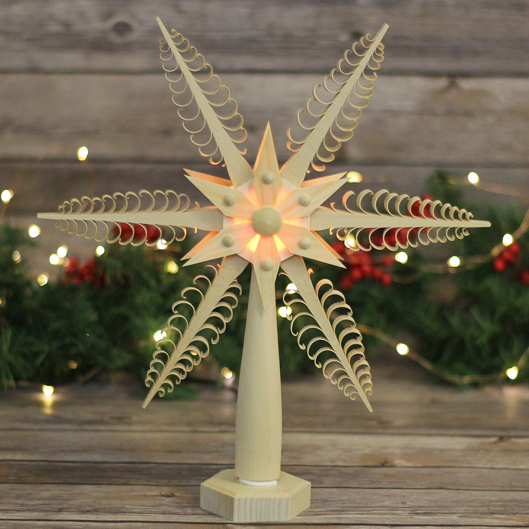 Wood Chip Star Electric Tree Topper - 29cm/11.5in – Seiffen Haus